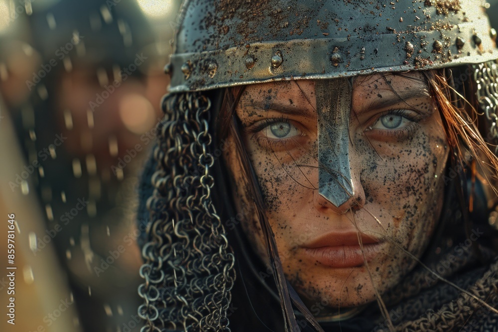 Portrait of a Slavic woman warrior in chain mail: depicting a strong ...