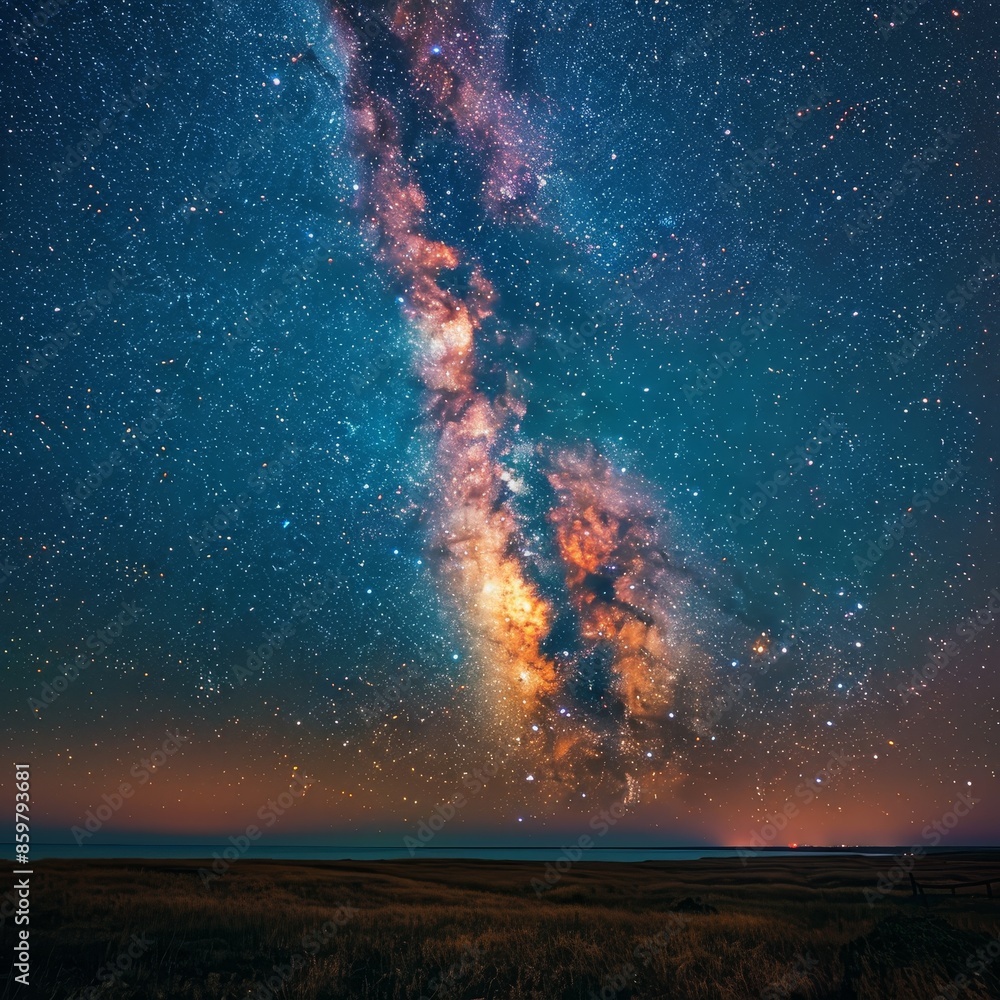Milky Way galaxy spanning the night sky, crystal clear, no light ...