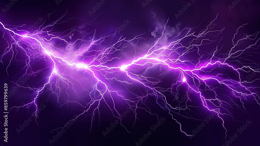 Lightning, purple lightning background, dark sky with lightnings ...