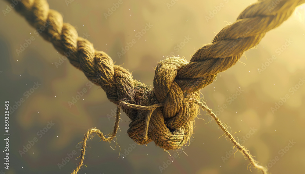 Heartbreak is the unraveling of a once-tight bond: Illustrate a rope ...