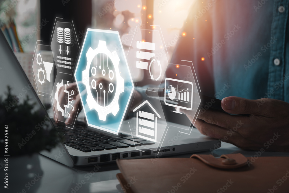 ETL Concept Visualization with Digital Interface, Data Integration, and ...