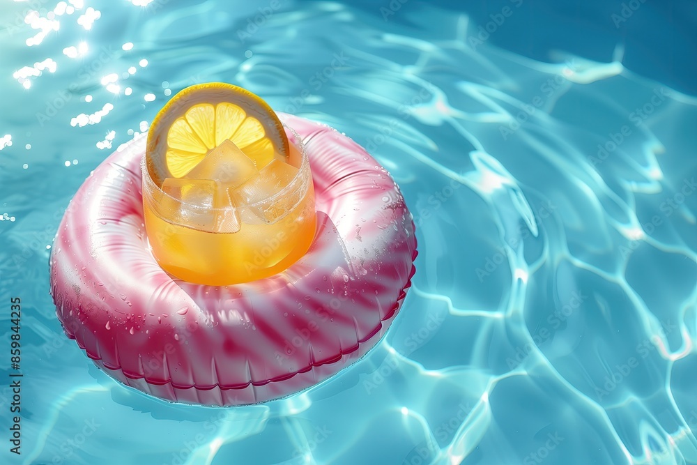 Ice Cold Drink in an Inflatable Floatie, Food and Beverage Art, Summer ...