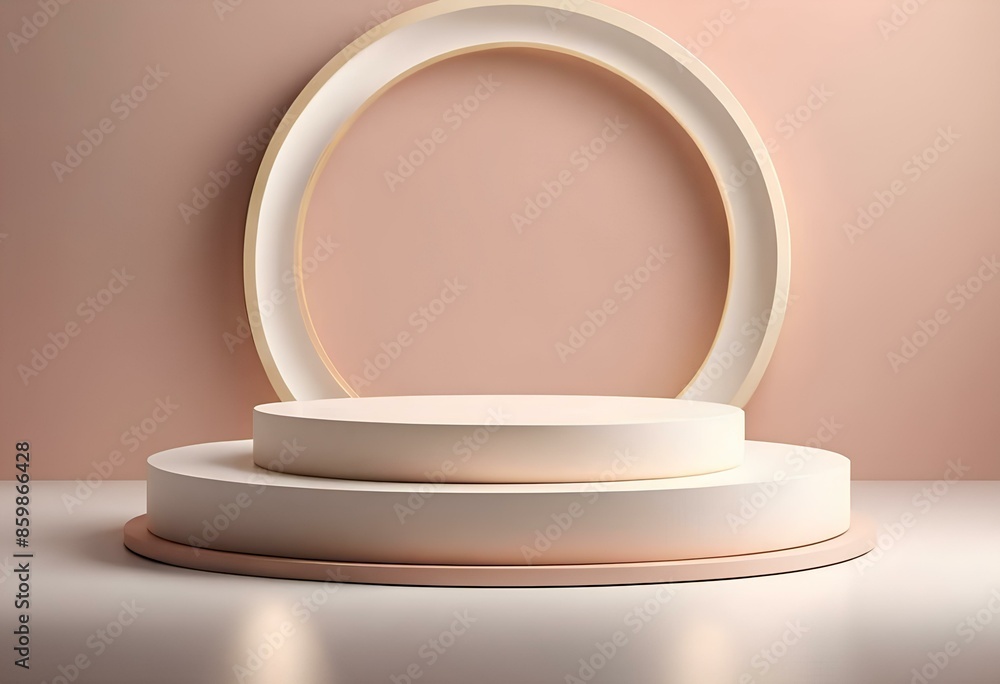 2-tiered circular display stand with objects placed on the back in a ...