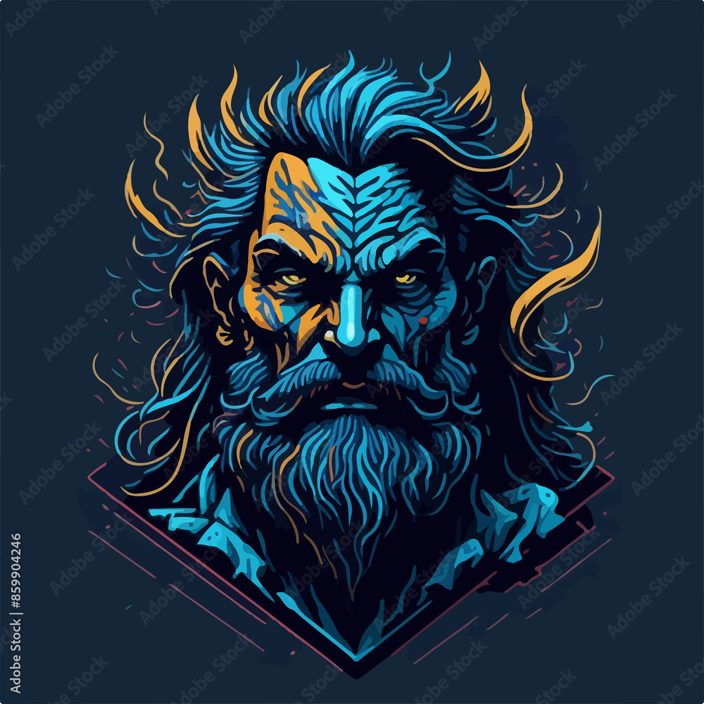 A dynamic Poseidon logo, depicting the Greek god wielding a trident ...