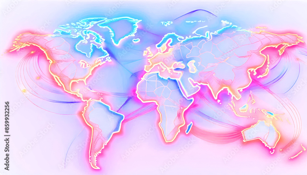Ilustración de Stock Glowing neon light map png, map png, map png ...