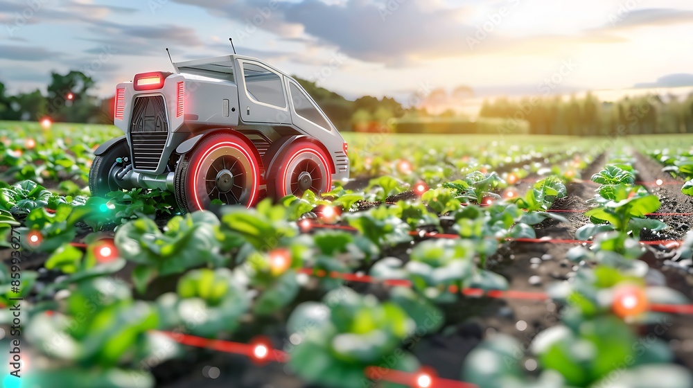 Agriculture robotic and autonomous car working in smart farm future 5g technology with smart ...