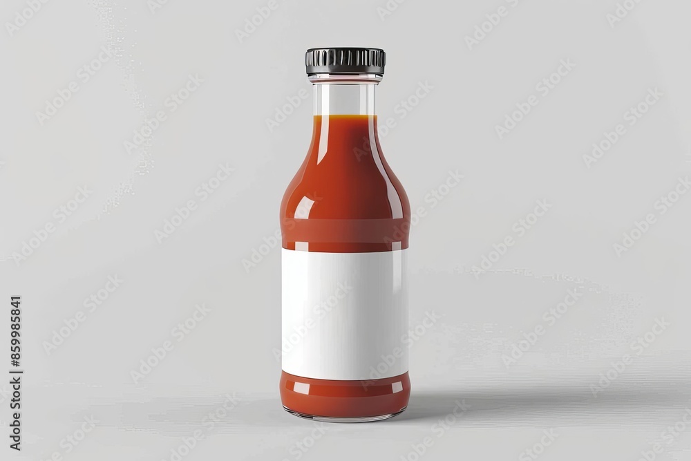Design a sleek, modern rear view of a BBQ sauce bottle in a minimalist ...