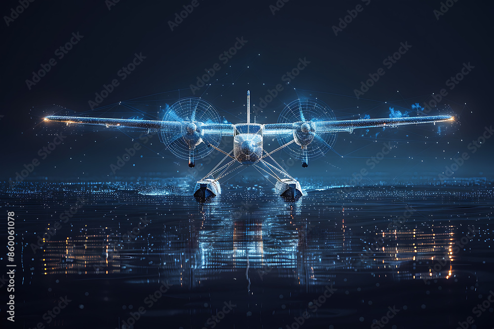 A silhouette logo of a vintage biplane with two stacked wings, soaring ...