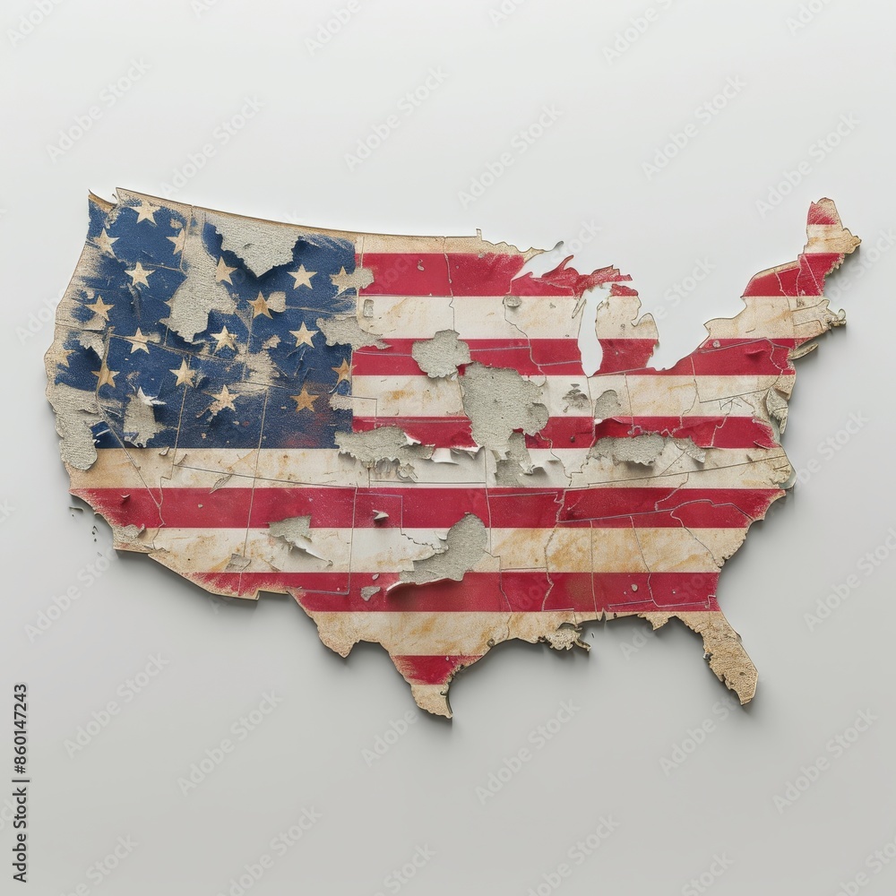 Ilustración de Stock A map of the United States with a flag missing ...