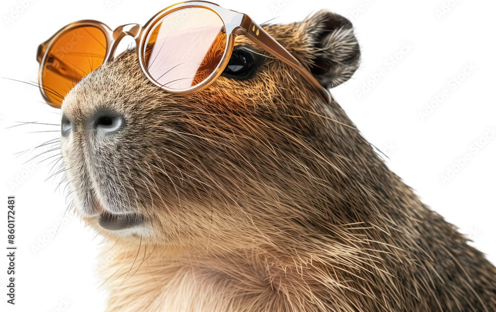 Capybara Cool:A capybara rocks a pair of orange sunglasses, radiating ...