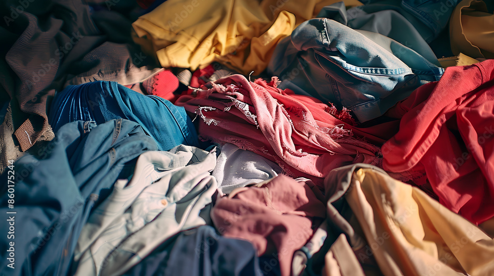 Textile Waste A pile of old used clothes Fast Fashion and Recycle ...