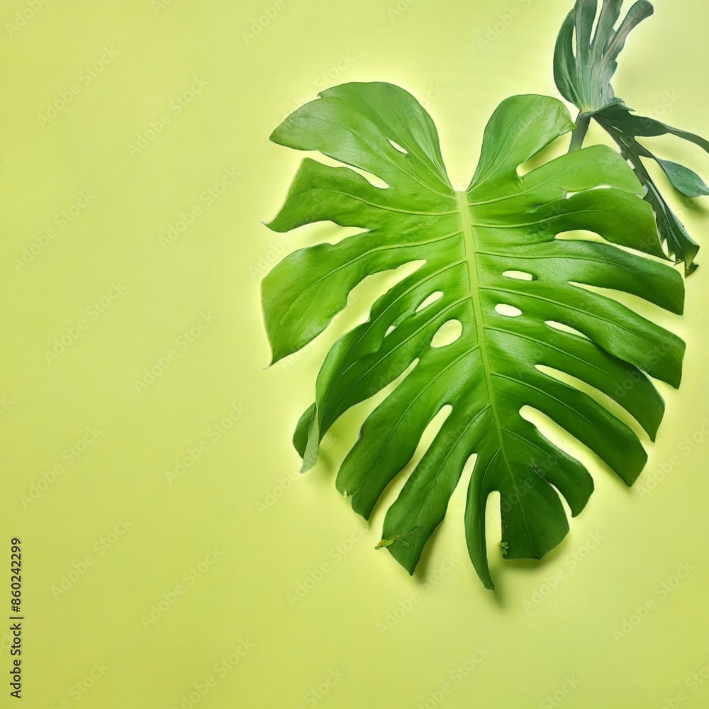 Di-cut of isolated Monstera Plant leaf, a genus of 59 species of ...