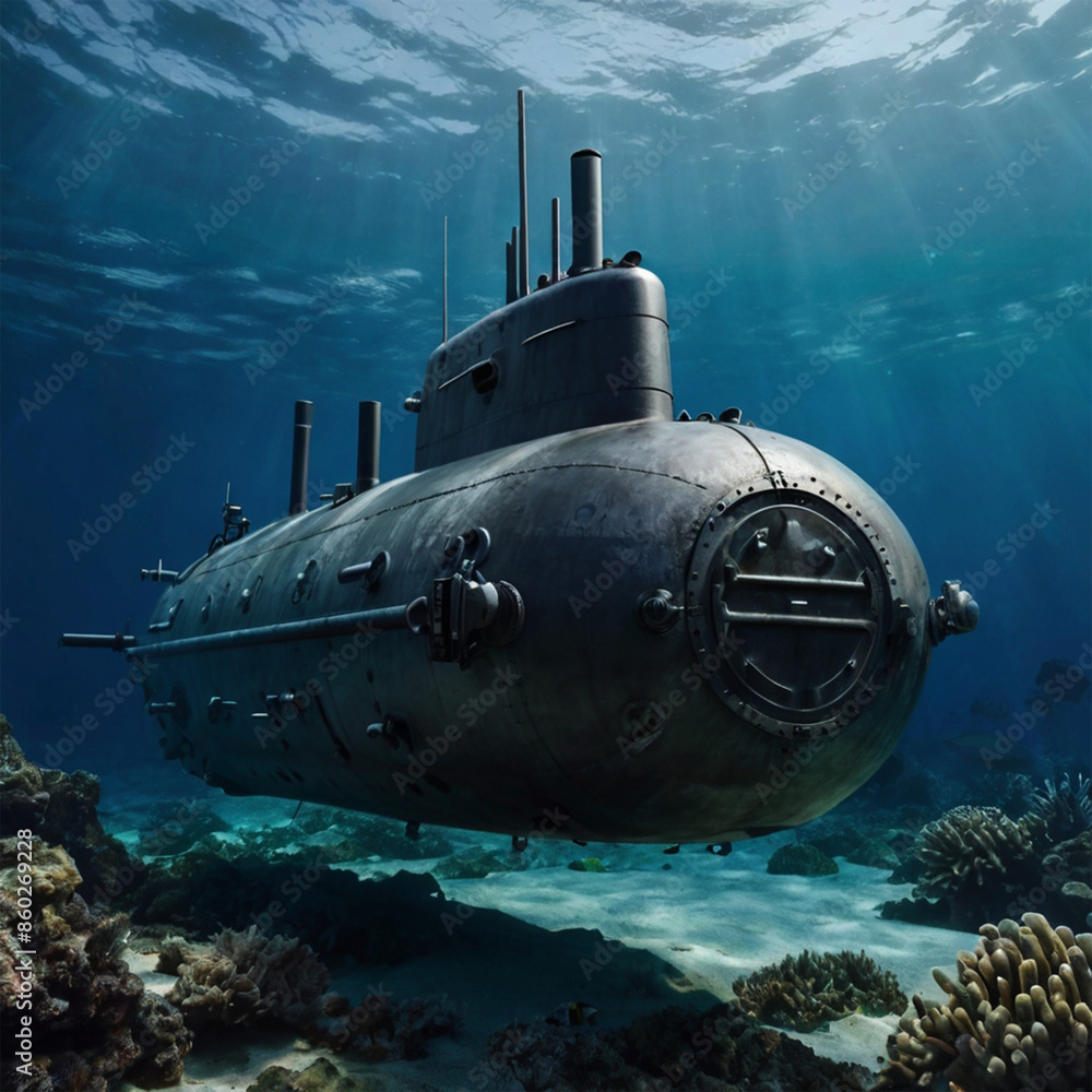 Submarine, underwater exploration, advanced technology, realistic ...