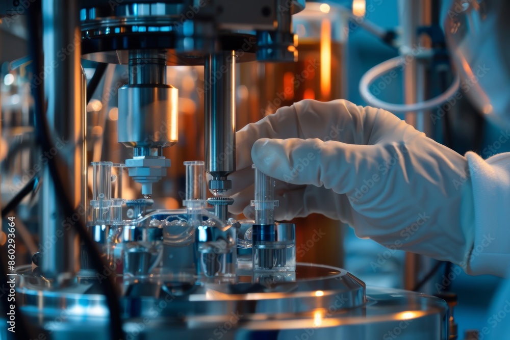 Researcher Adjusting Advanced Hydrogen Fuel Cell in High-Tech ...