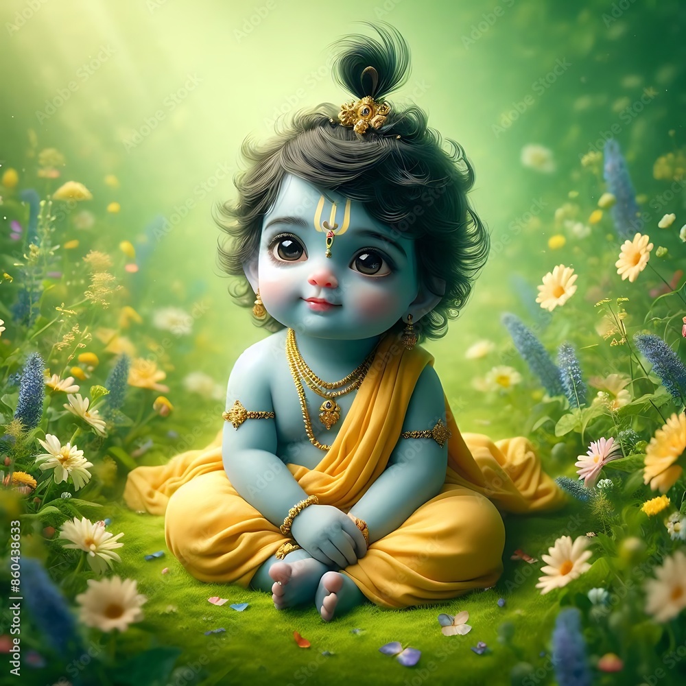 Vrindavan's Joy: Little Krishna at Play Stock Photo | Adobe Stock