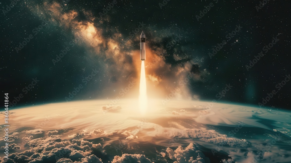 rocket exiting earths atmosphere into space aesthetic minimal ...