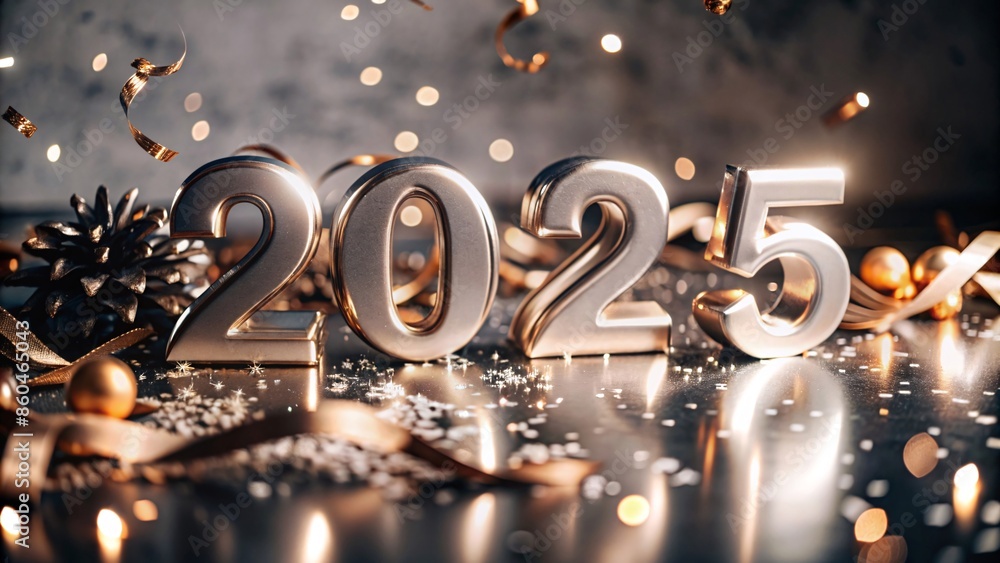 Sparkling New Year 2025 Celebration Background. Elegant 2025 numeral ...