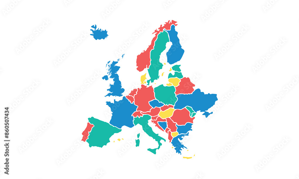 Europe map isolated modern colorful style. for website layouts ...