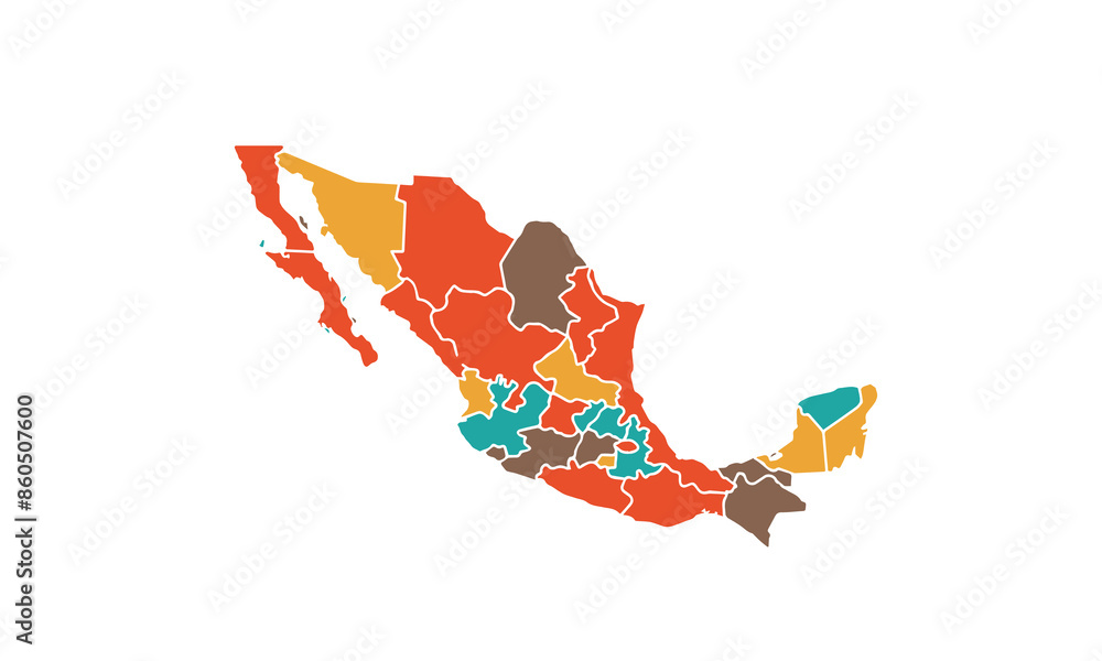 Mexico map isolated modern colorful style. for website layouts ...