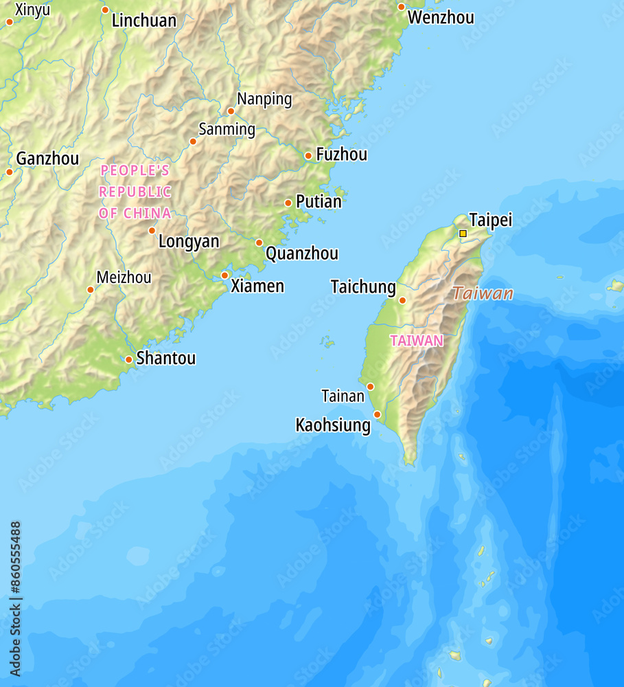 Ilustración de Stock Map of Taiwan and surrounding countries With ...