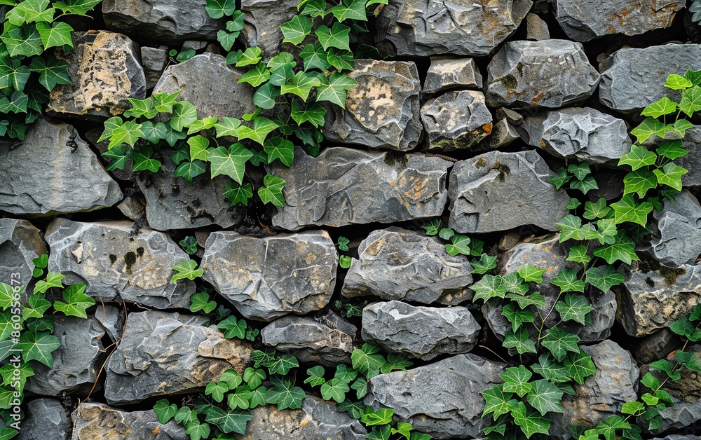 Rustic stone wall with ivy, countryside vintage Stock Photo | Adobe Stock