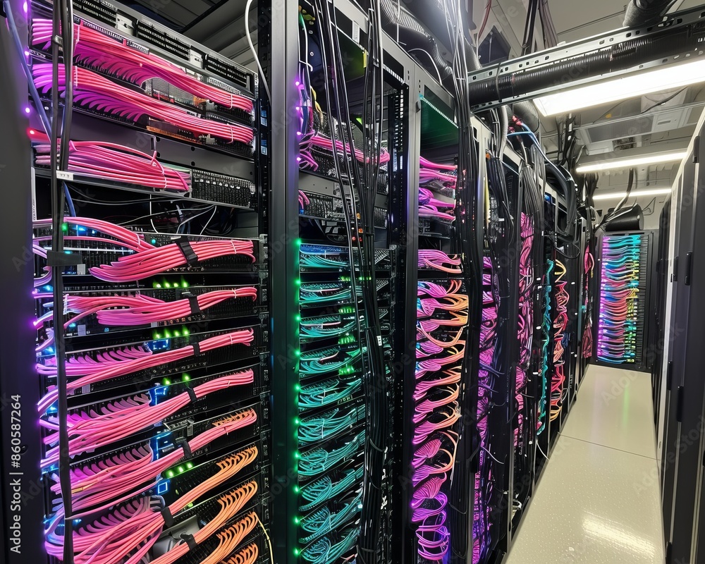 Optimized data center configuration with organized cabling, switch ...