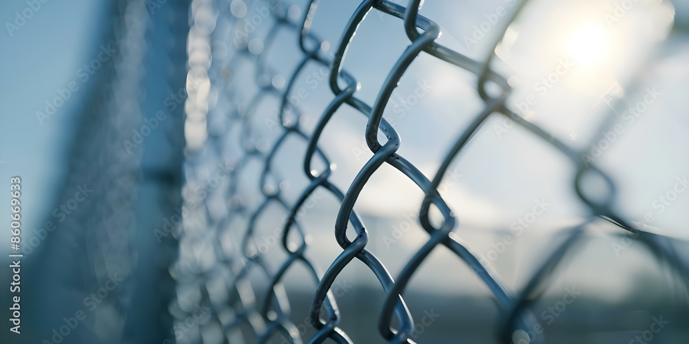Illustration Stock Metal border fence between countries symbolizing ...