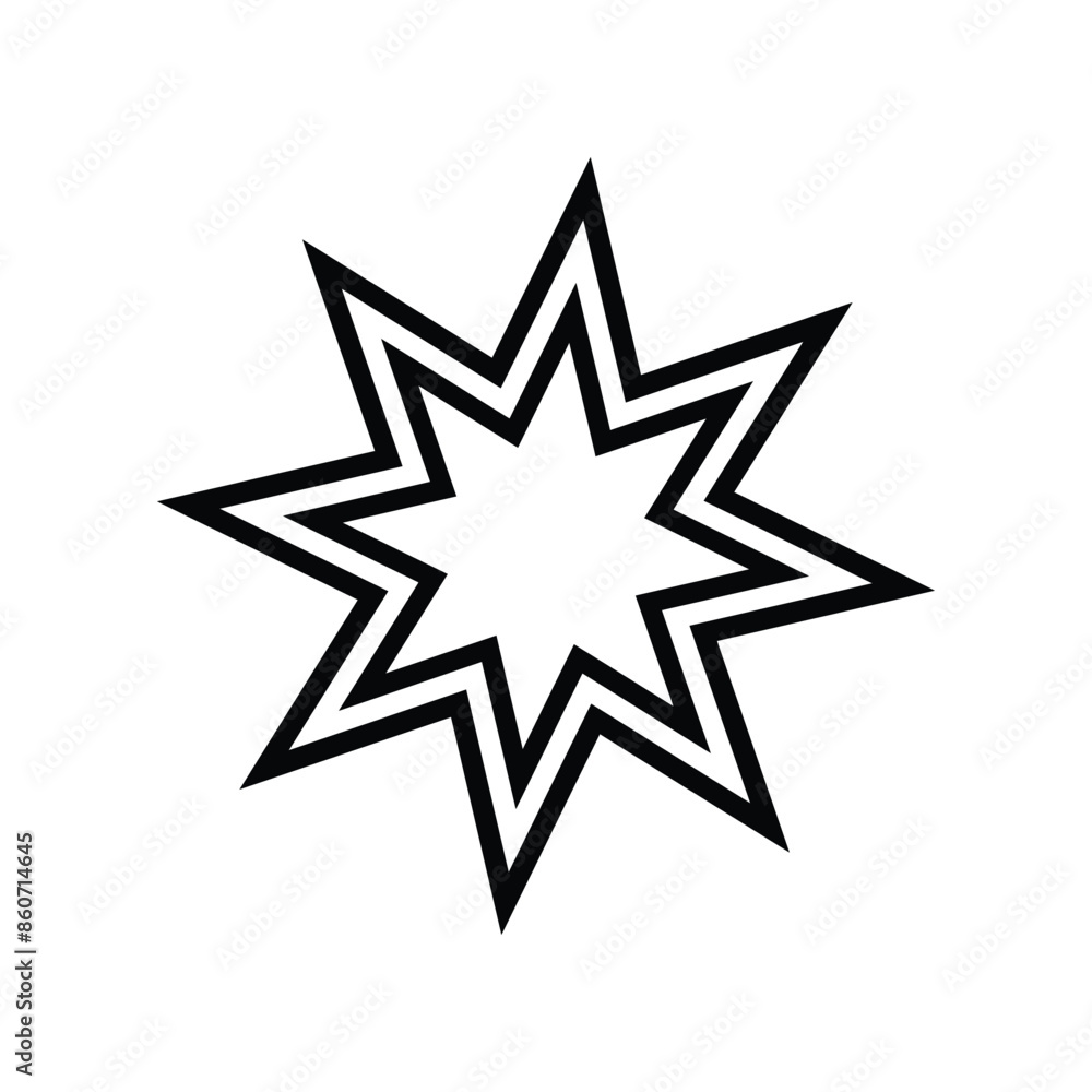 Bahai star. Black linear Bahai symbol. Religious symbol of Bahaism ...