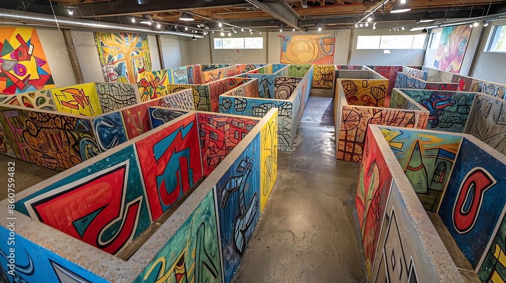 community art installation featuring a maze of walls constructed from ...