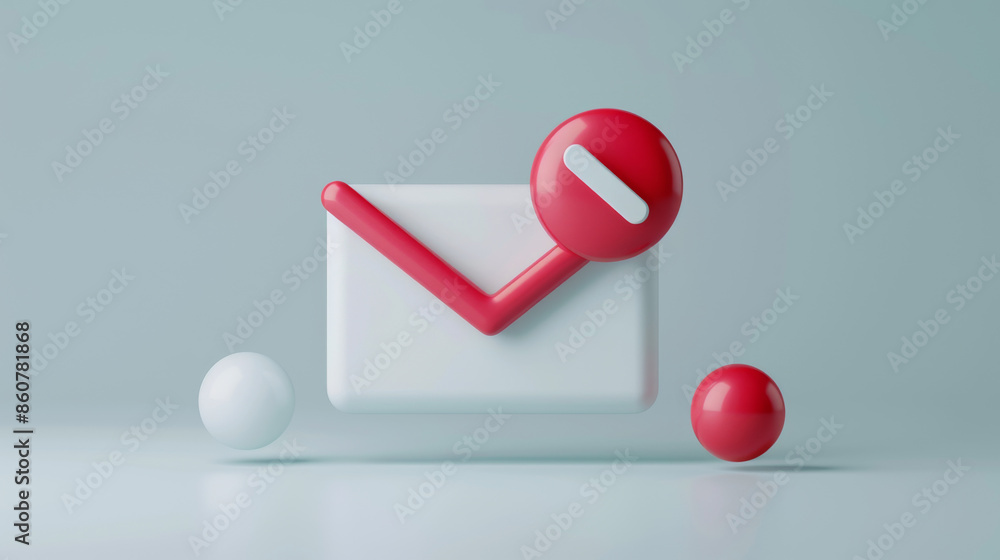 3D email icon with a new message notification. This modern email letter ...