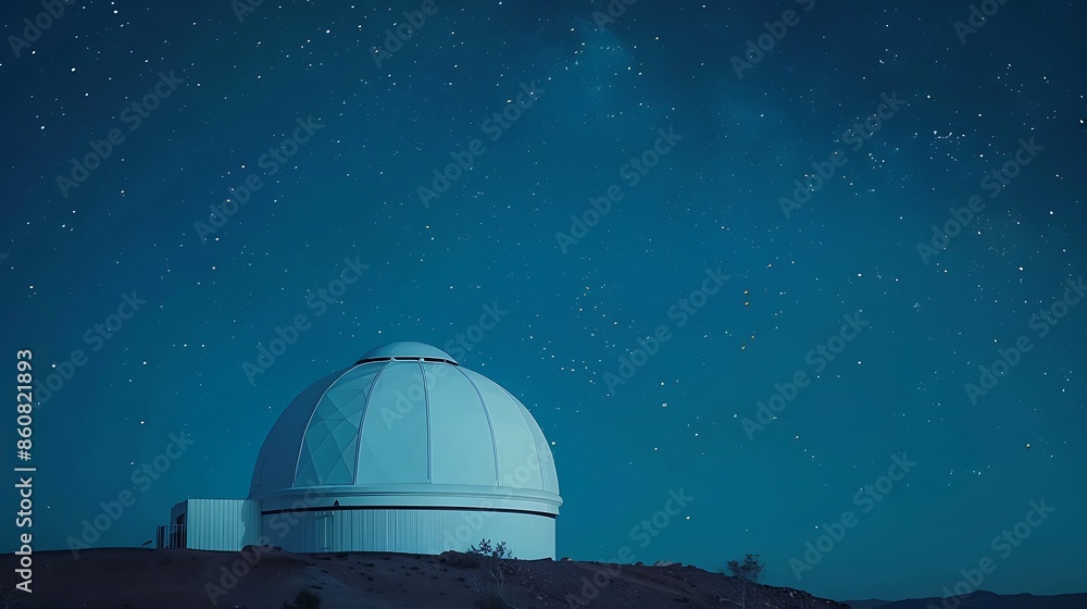 ภาพถ่าย Stock off-white observatory dome in a remote desert, designed ...
