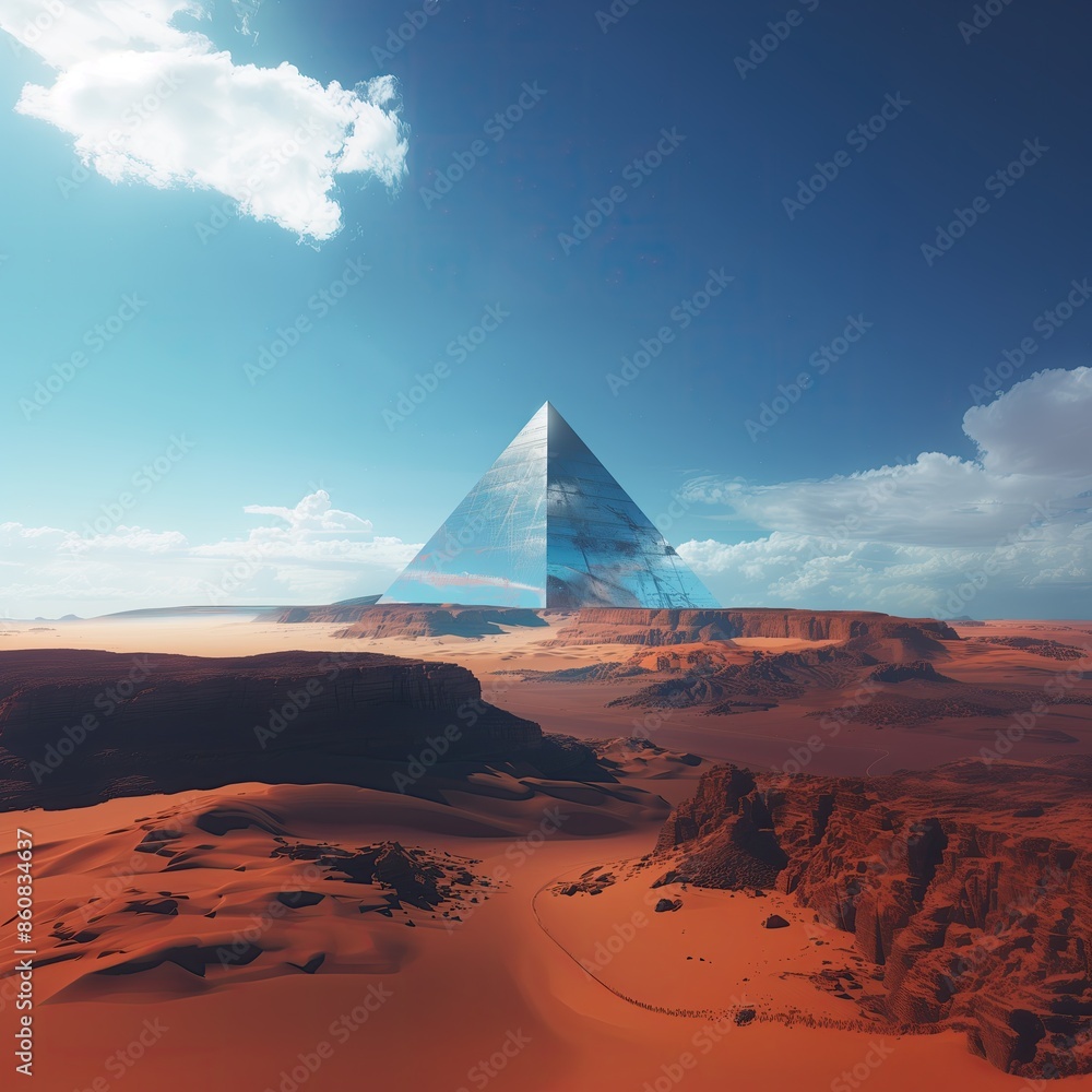 Pyramid in the Desert, Sci-fi Fantasy Landscape Backdrop, Mystical ...