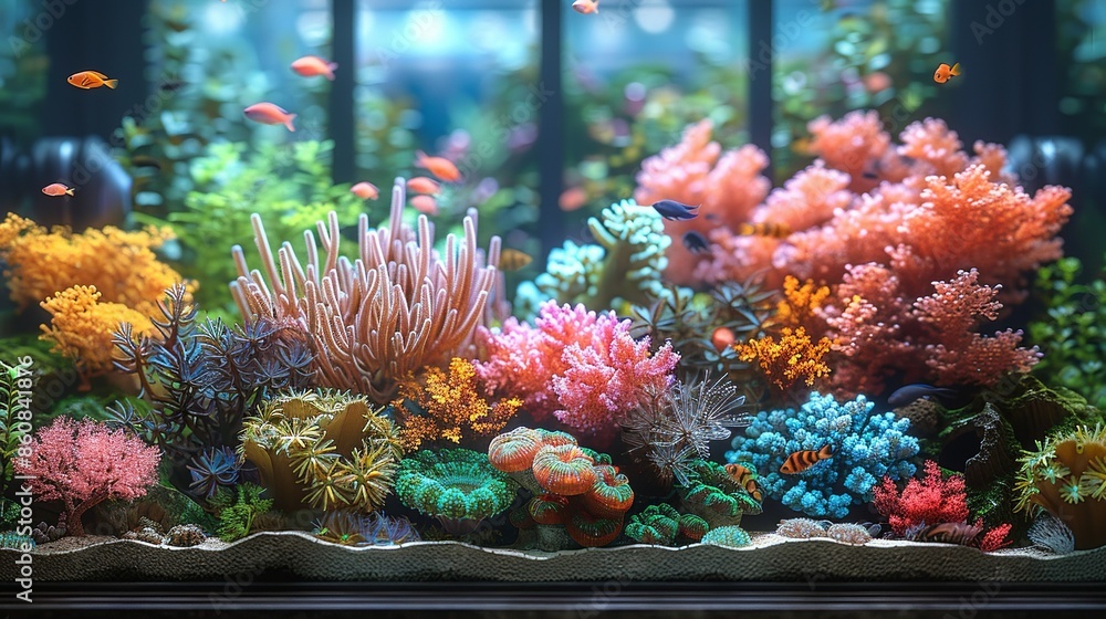 Visualize modern marine aquarium designs with illustrations of coral ...