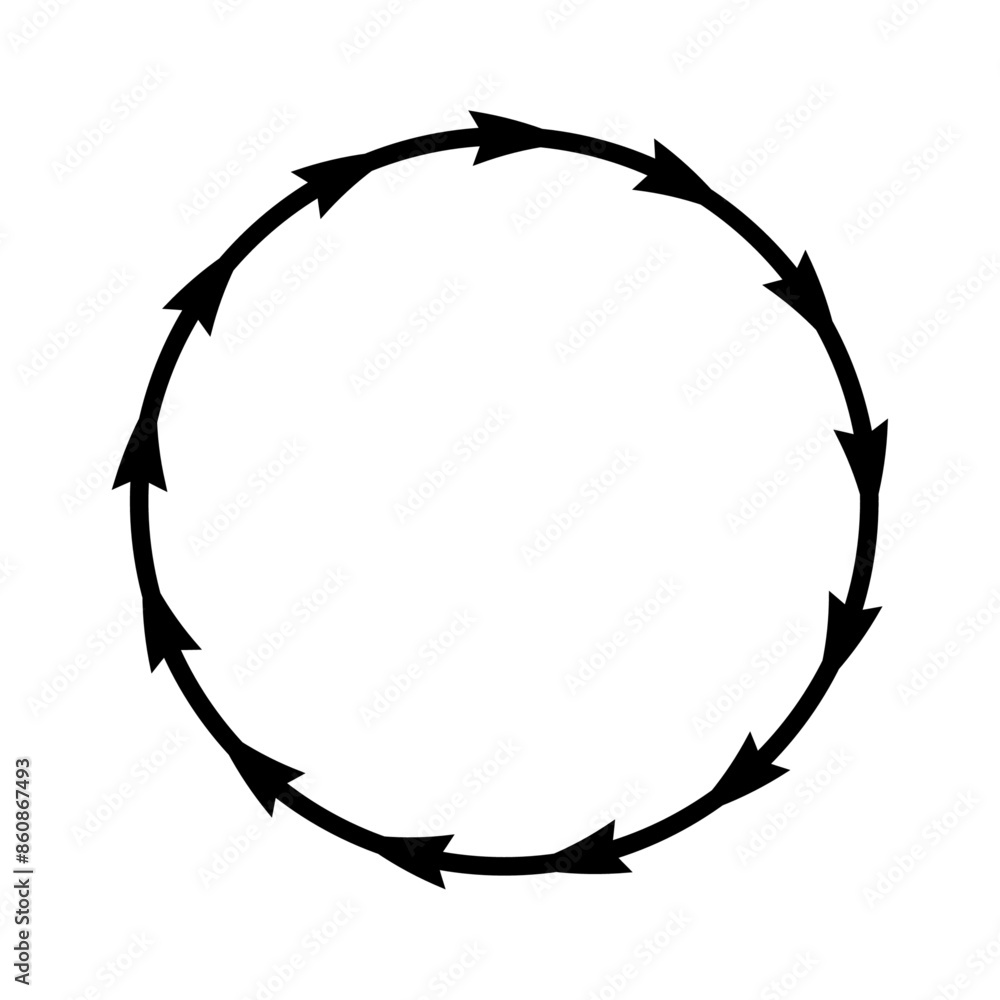 Black arrows sing symbol decorative border frame vector design. Round ...