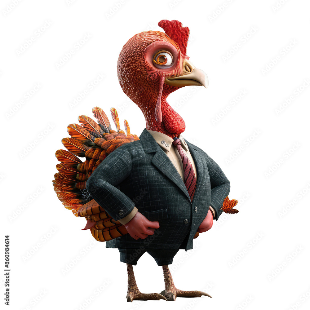 animal crossing of anthropomorphic turkey as businessman, full body ...