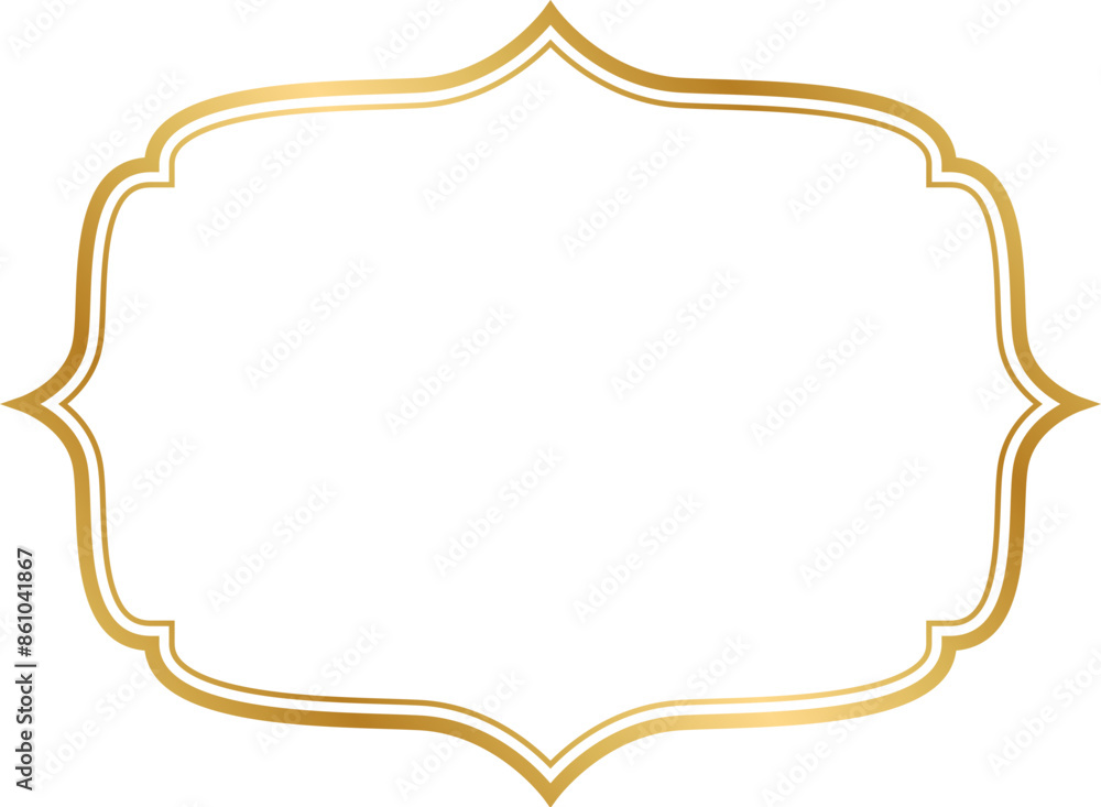 Golden Retro Frame on Transparent Background, Vintage gold frame border ...