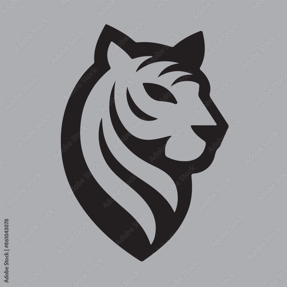 Tiger heads black and white vector. Silhouette svg shapes of tigers ...
