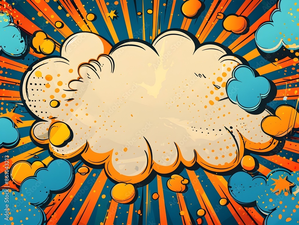 Bold Comic Book Style Frame with Speech Bubbles and Action Words for ...