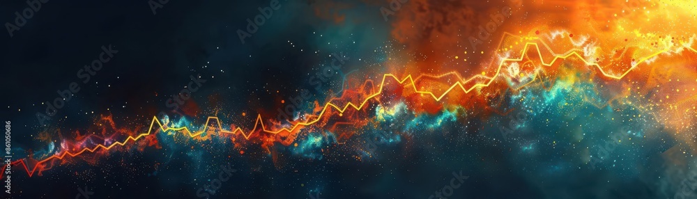 Abstract digital art with vibrant colors and electric wave patterns ...