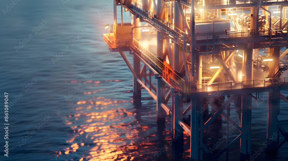 Offshore oil and gas wellhead remote platform which produced raw ...