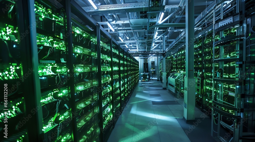 photo illustration of server rack in a data center , security ...