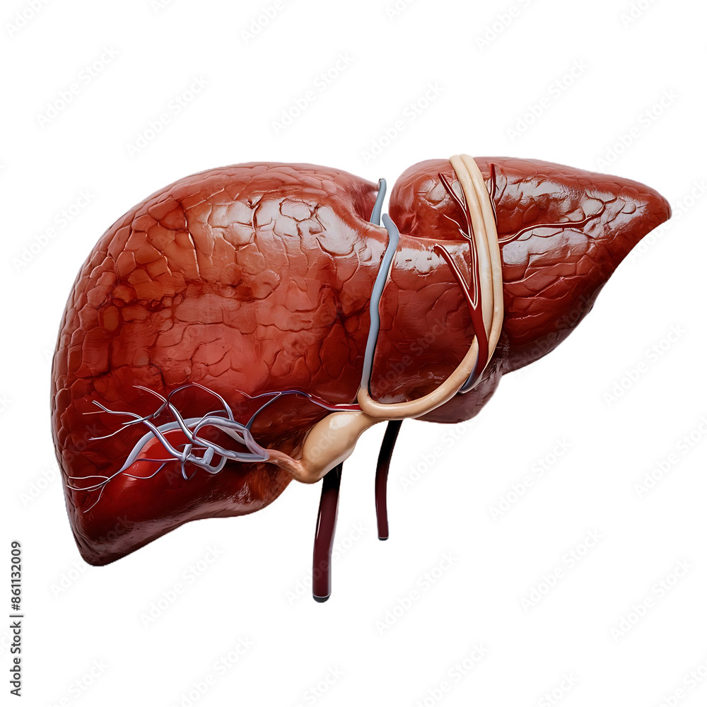 Detailed Anatomical Diagram of a Human Liver Isolated Background ...