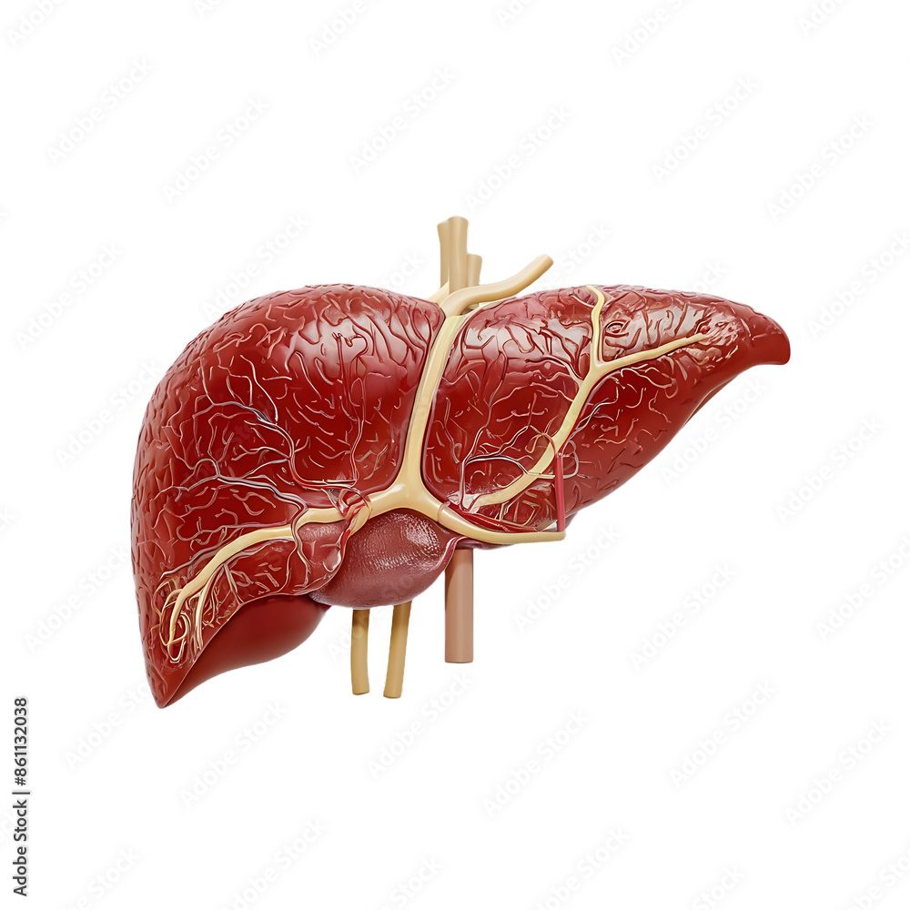 Detailed Anatomical Diagram of a Human Liver Isolated Background ...