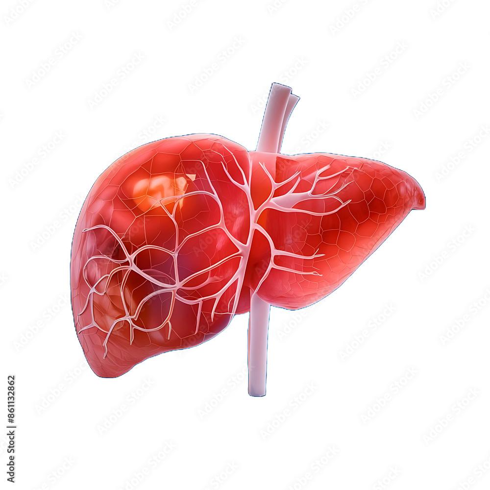 Detailed Anatomical Diagram of a Human Liver Isolated Background ...