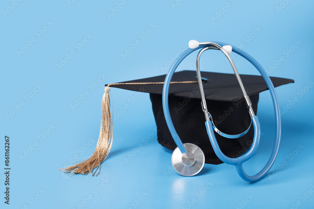 Foto de Stock Medical education, graduation cap and doctor's ...