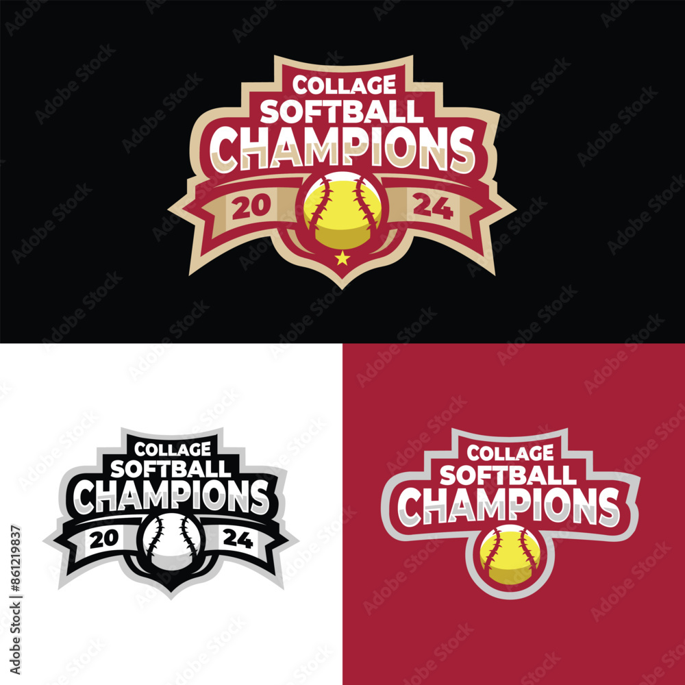 Collage softball champions logo as vector graphic design. Best for ...