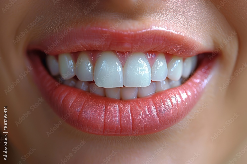 A detailed close-up of a smiling human mouth showcasing perfectly white ...