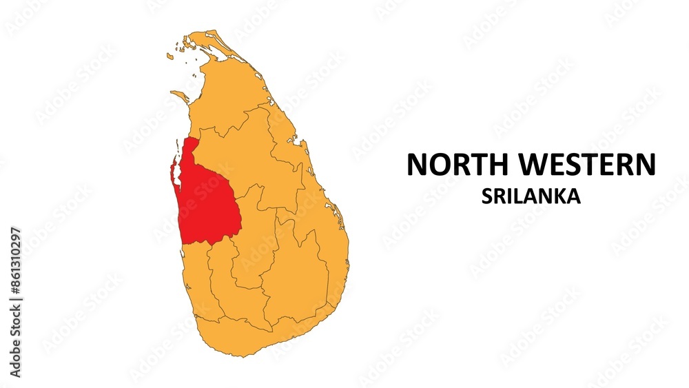 North Western Map is highlighted on the Sri Lanka map with detailed ...