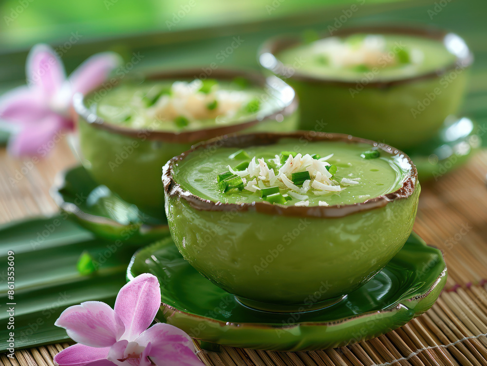 Authentic Thai Pandan Custard with Coconut A Traditional Thai Dessert ...