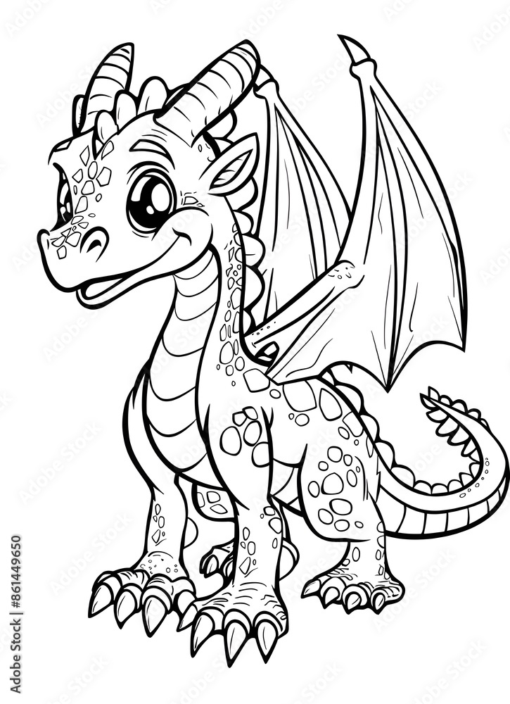 cartoon dragon coloring page. cute dragon coloring page for kids ...